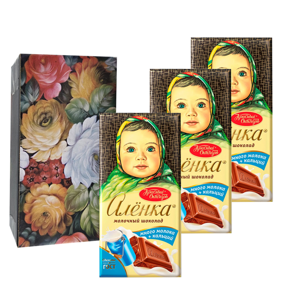 Alenka Chocolate Gift Set (3 Bars х 75г) in “Zhostovo” Gift Box for ...